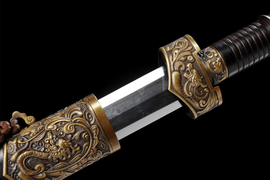1095 Folded & Clay-Tempered Jiaolong Brass Jian Sword