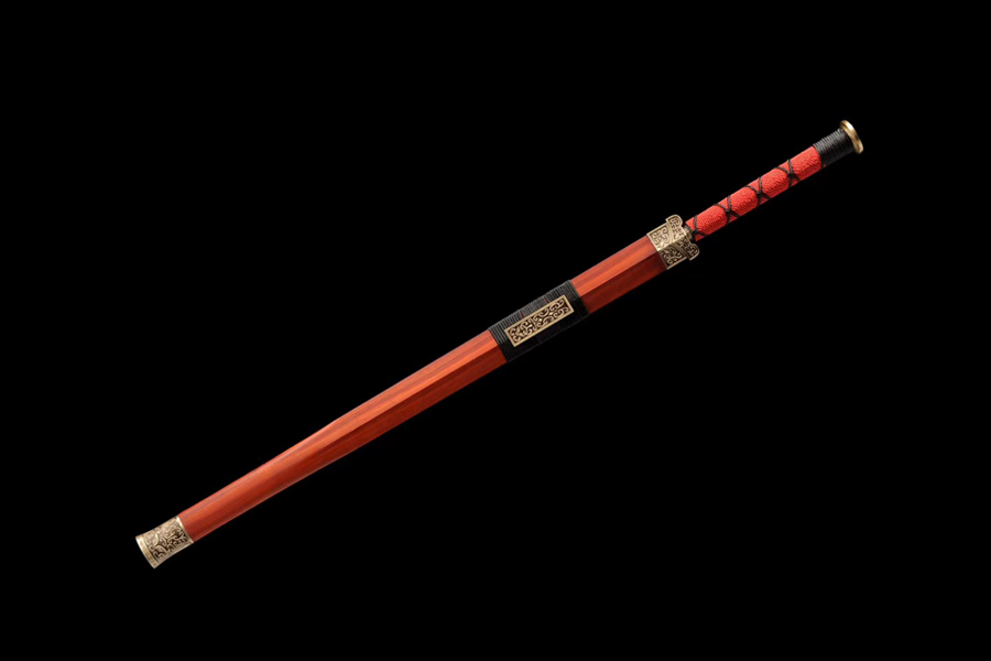 1095 Folded, Clay-Tempered Dark Brown Ebony Wood Dao Sword