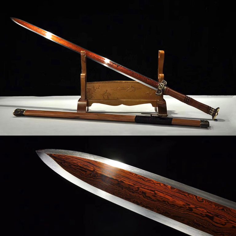 1060 Folded Steel Rosewood Scabbard Brass Yong Le Jian Sword
