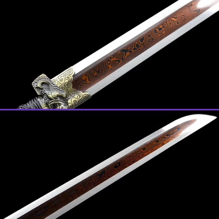 1095 Folded Steel Black Ebony Wood Huan Shou Dao Sword