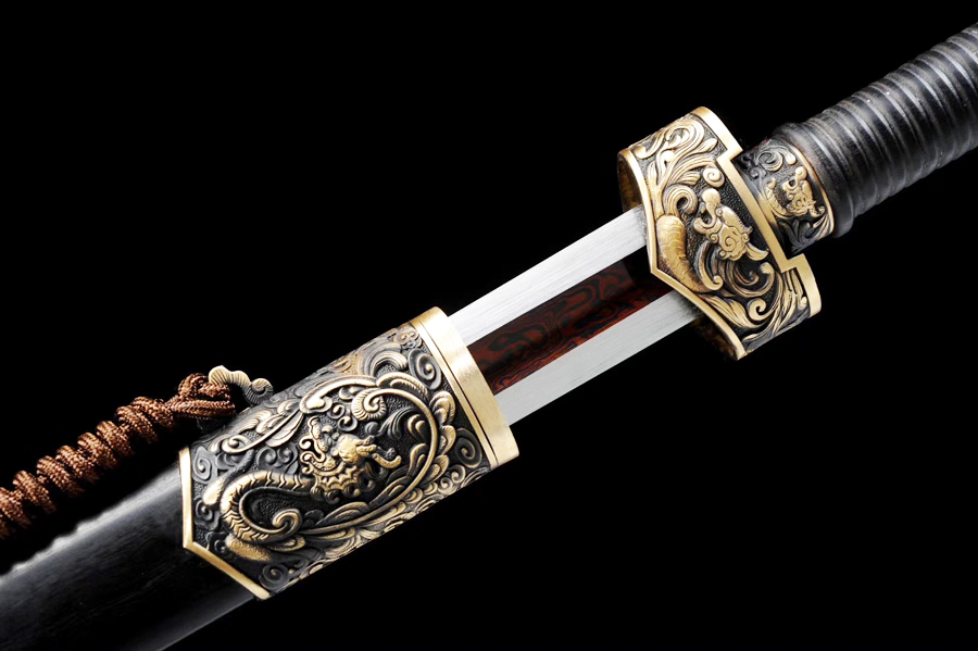 1095 Folded & Clay-Tempered Steel Red Ebony Wood Jian Sword